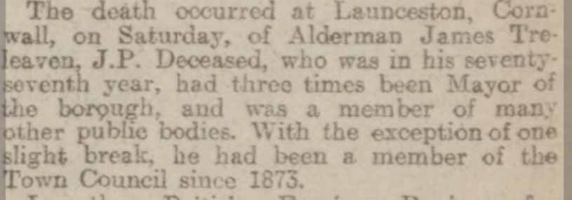 james-treleaven-senior-death-announcement-jan-1911 | Launceston Then!