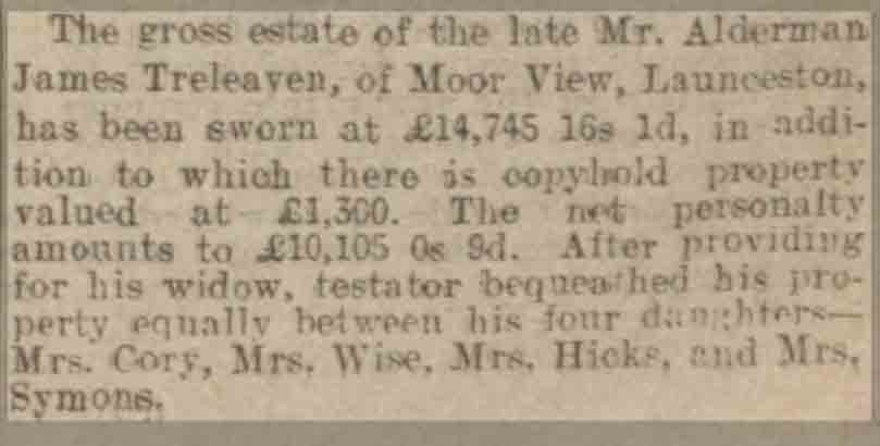 james-treleaven-senior-will | Launceston Then!