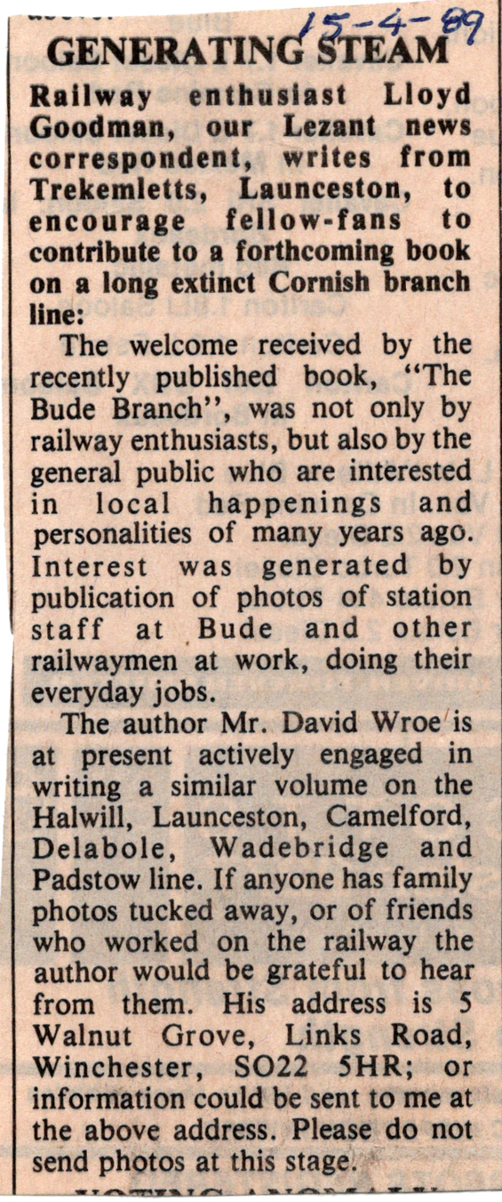 1989 article on Lloyd Goodman | Launceston Then!